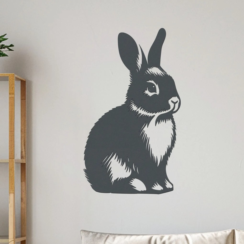 dřevo života Dřevěný obraz Králíka Rozměry (cm): 23x40, Zvolte barvu dekoru: Antracitová