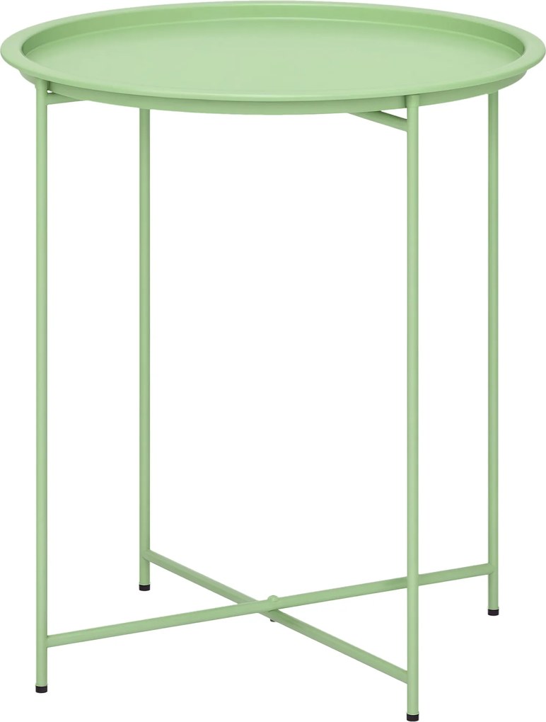 Skládací boční stůl Outsunny Ø46 x 50 cm - Kulatý balkonový stůl odolný proti povětrnostním vlivům s skládacími nohami, Camping stůl, Skládací konfere