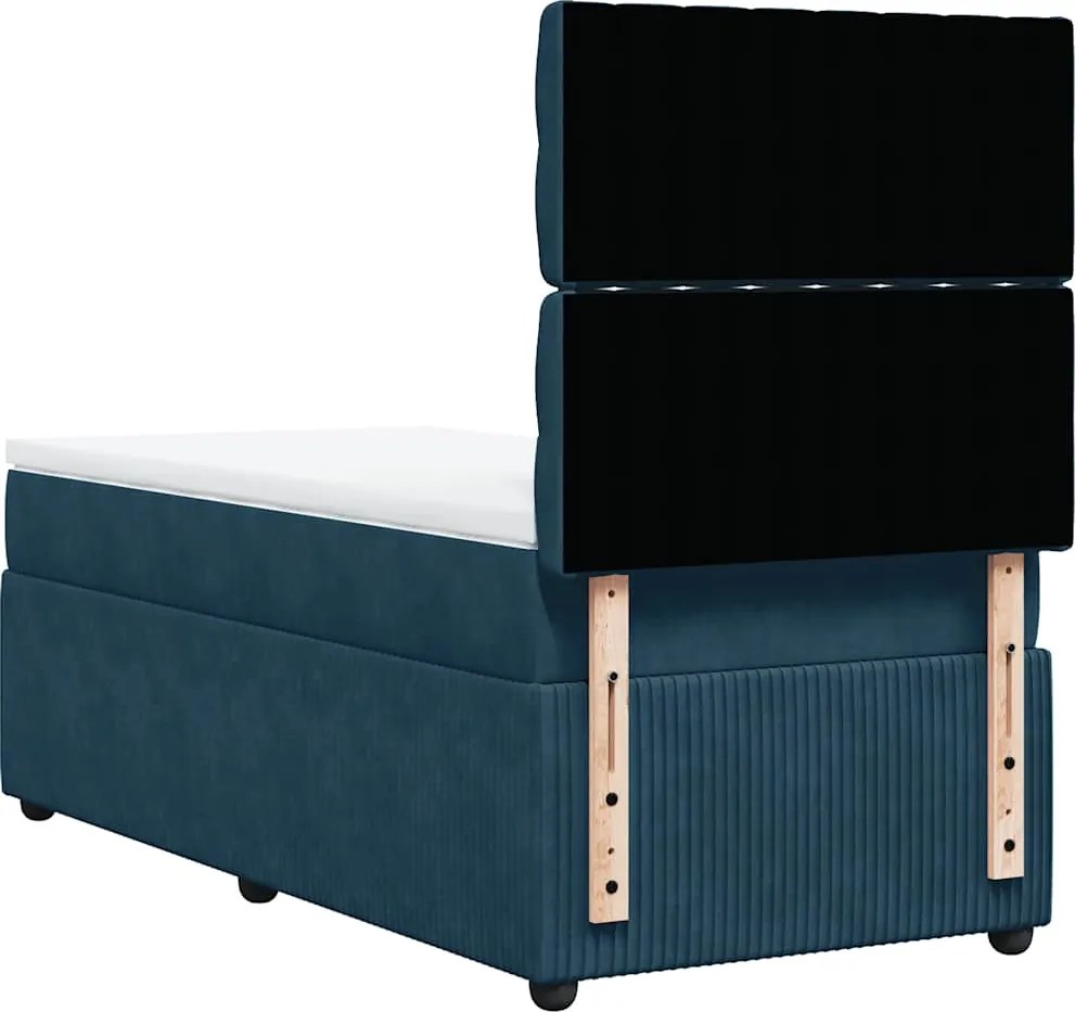 Box spring postel s matrací tmavě modrá 100x200 cm samet 3292272