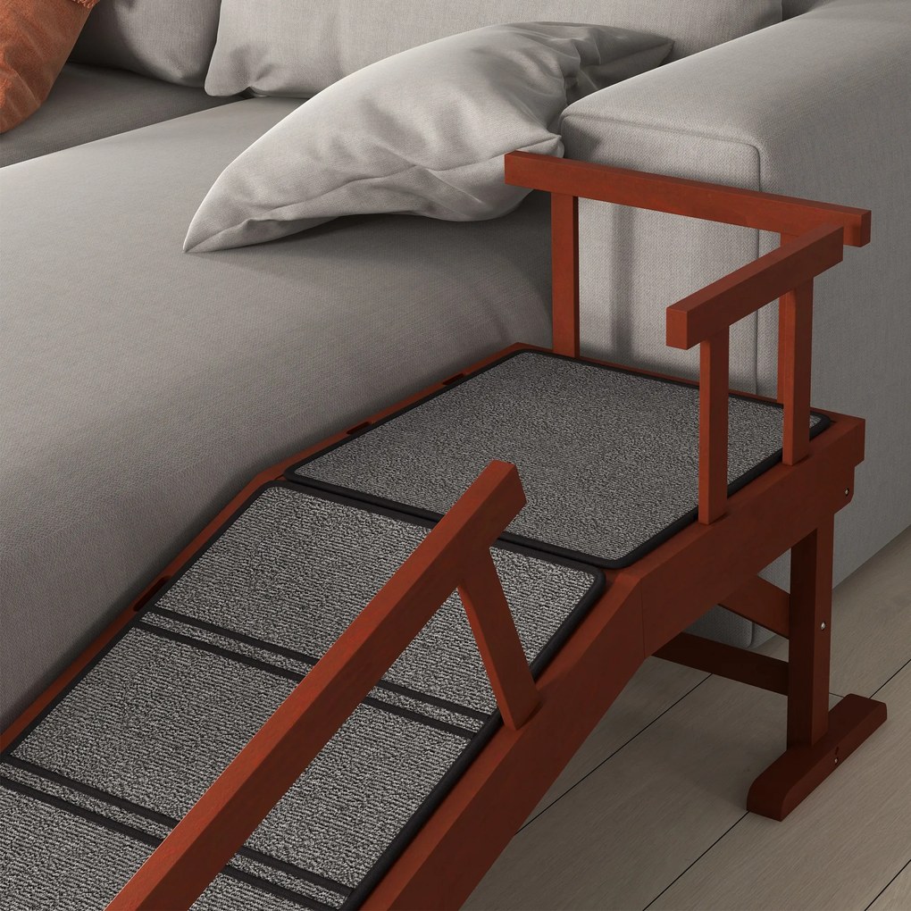 PawHut rampa pro psy, do 30 kg, rampa pro zvířata s odnímatelným zábradlím, protiskluzová rampa pro boty, pomůcka pro stravování psů, 125 x 40 x 56 c…