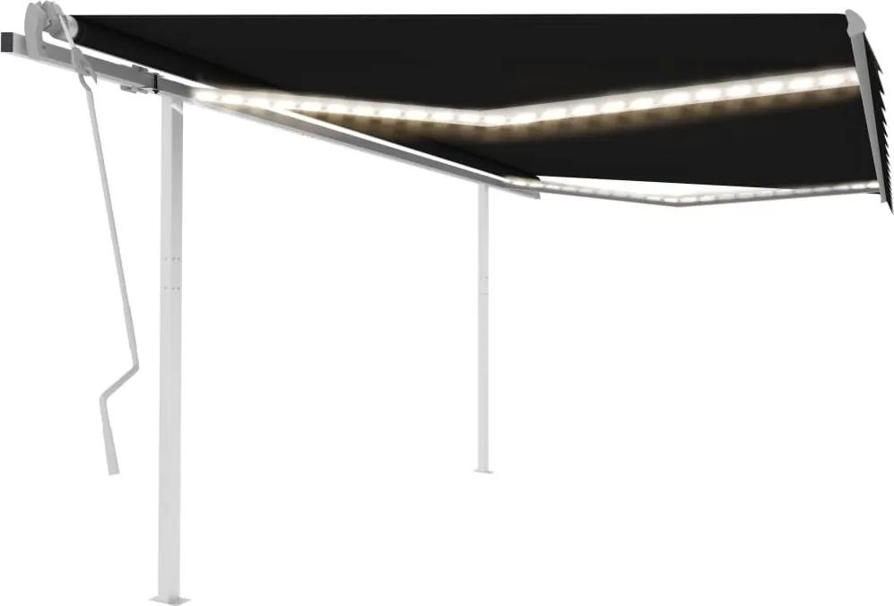 vidaXL Ručně zatahovací markýza s LED světlem 4 x 3,5 m [3070024] Barva: Vícebarevný