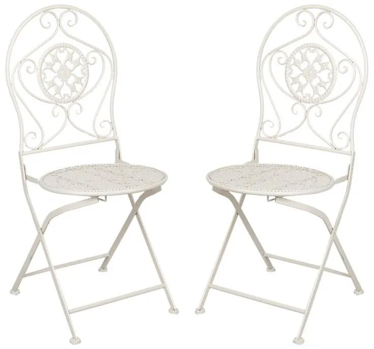 2ks krémová kovová vintage židle s patinou - 40*40*93 cm