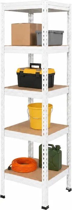 Regál 183x40x40 cm lakovaný 5-policový, nosnost 1000 kg, RIVET - bílý