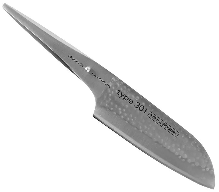 P-02HM Type 301 Hammered Santoku nůž 17,8cm CHROMA