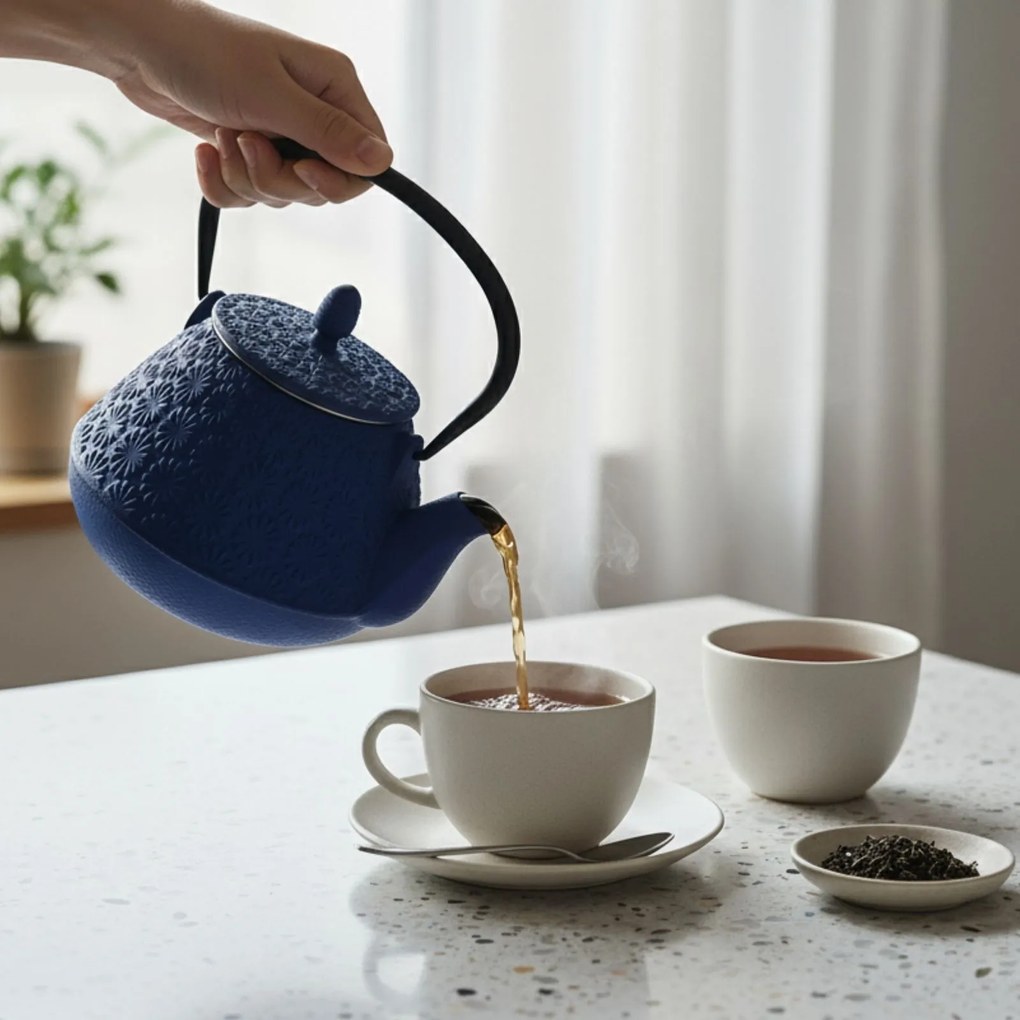 Litinová čajová konvice s filtrem TAKI, 1000 ml, tmavě modrá