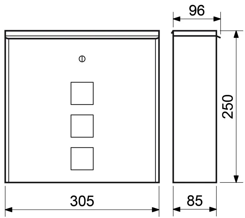Poštovní schránka, 305 x 96 x 250 mm, nerez