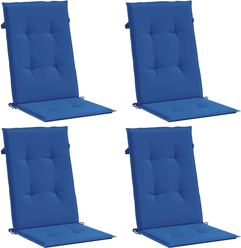 Podušky na židli vysoké opěradlo 4ks královsky modré 120x50x3cm 314117
