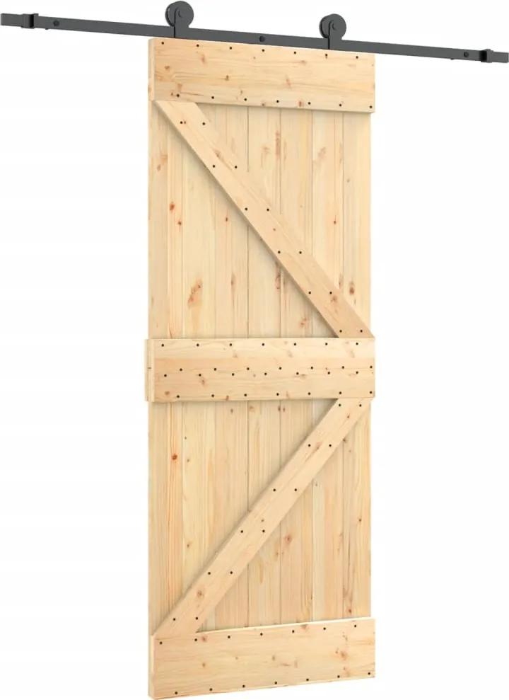 vidaXL Posuvné dveře s kováním 85 x 210 cm masivní borové dřevo [3203045]