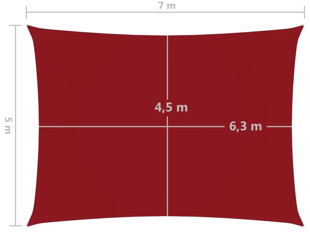 vidaXL Marketos Stínící plachta oxfordská látka obdélníková 5 x 7 m červená
