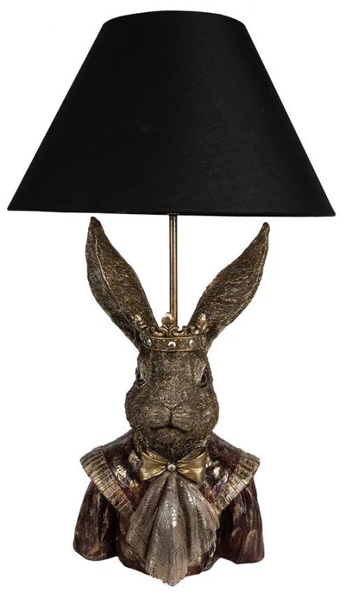 Zlatá stolní lampa Králík s černým stínidlem - Ø 37*61 cm