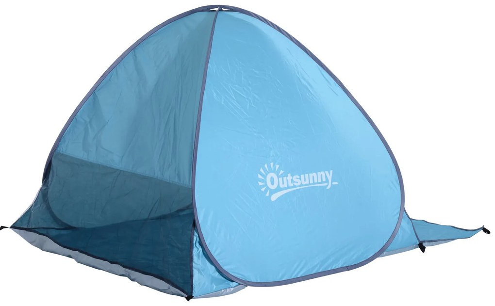Outsunny beach shell pop up stan 200x150x119cm rychlé automatické stavění z polyesteru v modré barvě pro perfektní dovolenou na pláži | Aosom.de