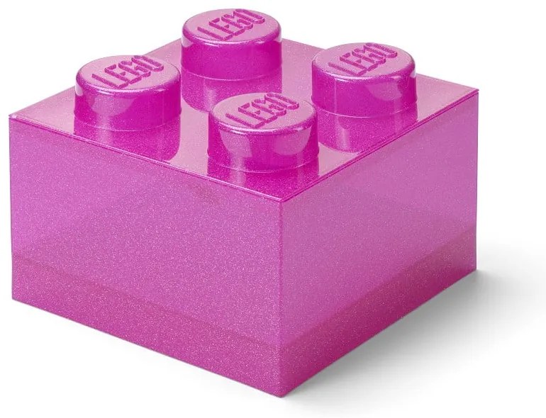 Růžový plastový dětský úložný box 25x25x18 cm – LEGO®