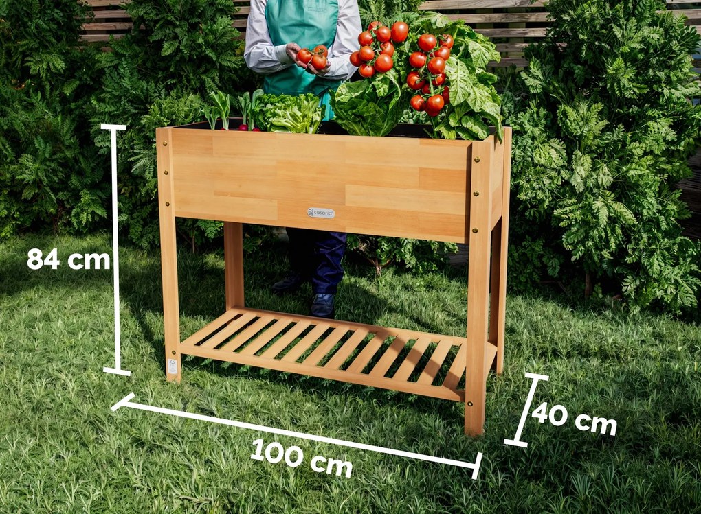 Vyvýšený záhon Raidy 100 cm z akáciového dřeva hnědý