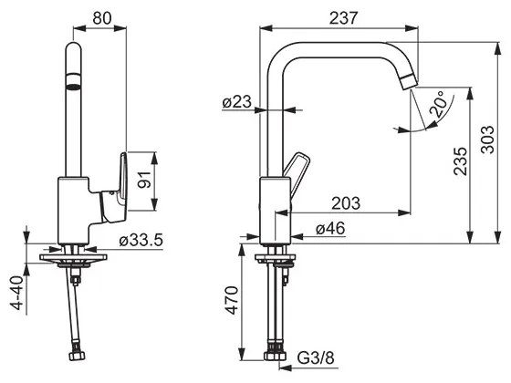 Hansa Kuchyňská dřezová baterie s horním ústím HANSAPOLO 51562293