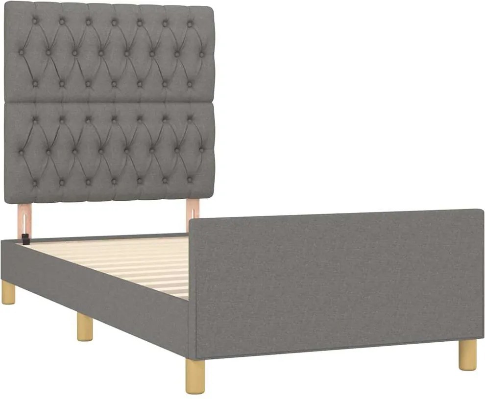 Rám postele bez matrace tmavě šedá 100 x 200 cm textil 3125277