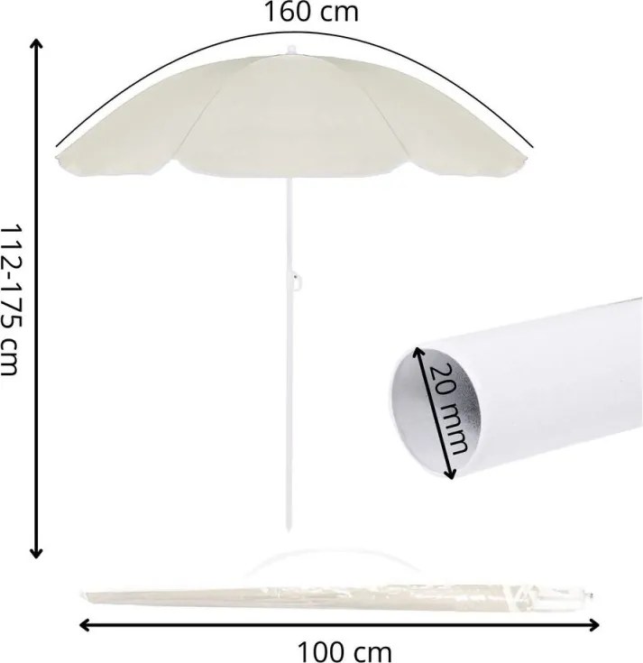 Zahradní slunečník 145 cm SPRINGOS CLASSIC BU0024 světle béžový