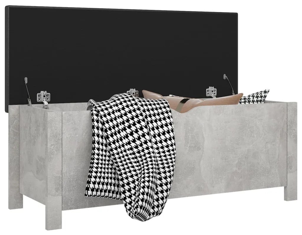 Úložný box s poduškou betonově šedý 105x40x45 cm dřevotříska - Default Title