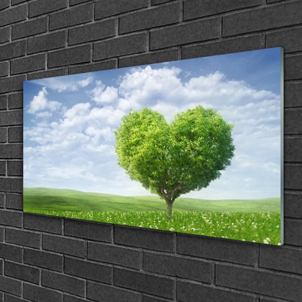 Obraz na skle Strom Srdce Příroda 100x50 cm