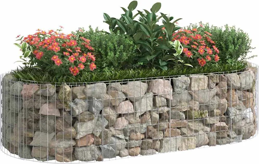 Gabionový vyvýšený záhon pozinkované železo 200 x 100 x 50 cm 152040