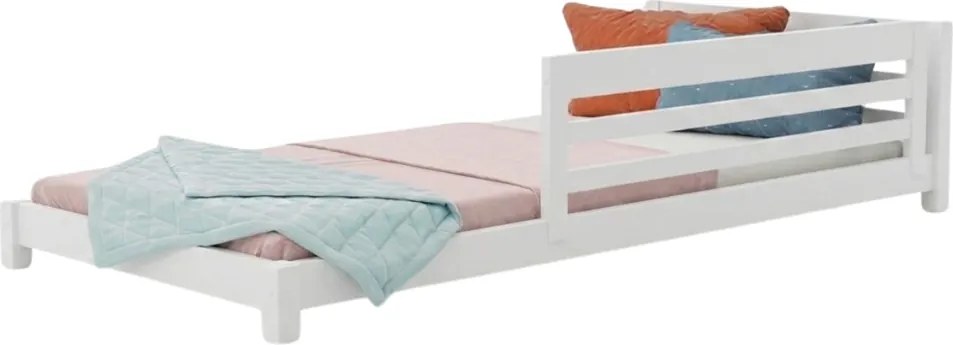Benlemi Nízká dětská jednolůžková postel TULY s čelem Zvolte barvu: Bílá, Zvolte rozměr: 140x200 cm, Zvolte zábranu: S přední zábranou