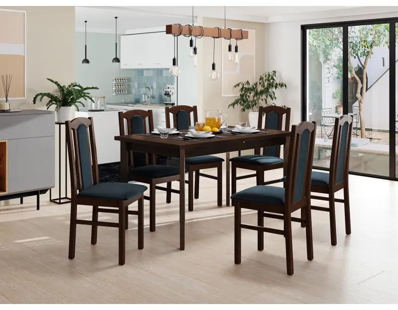 Rozkládací jídelní stůl se 6 židlemi AL08, Barva dřeva: olše-L, Potah: Kronos 7