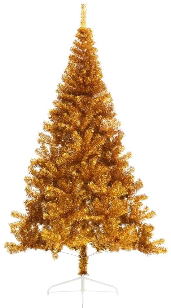 344693 vidaXL Umělý poloviční vánoční stromek se stojanem zlatý 210 cm PET