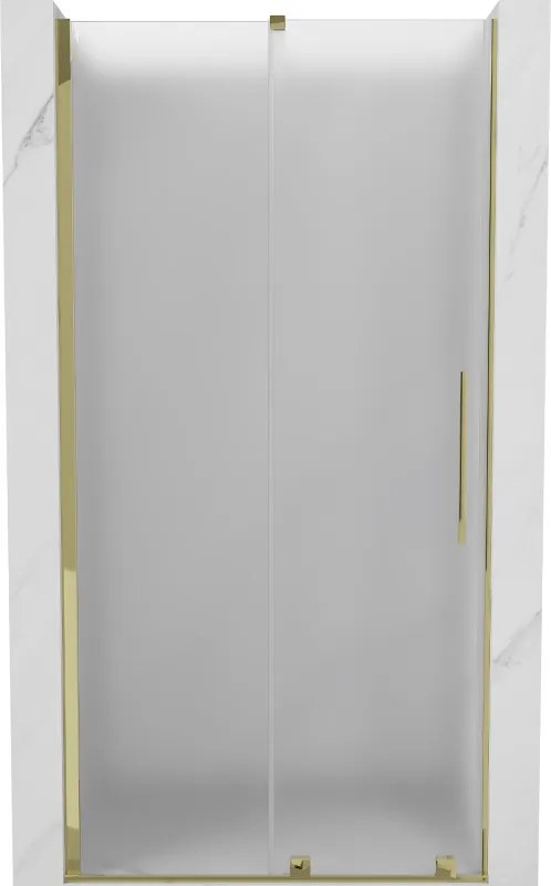 Mexen Velar, posuvné sprchové dveře do otvoru 110 cm, 8mm sklo námraza, zlatá lesklá, 871-110-000-31-50