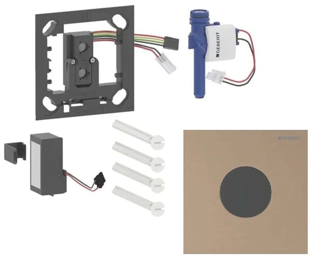 Geberit - Elektronické ovládání splachování pisoárů typ 40, bateriové napájení, easy to clean, Bluetooth, kartáčovaná mosaz 116.034.QF.1