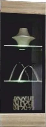 CZ Nábytkář - Kasvo HIT vitrína závěsná s LED osvětlením | Varianta: dub sonoma / černé sklo