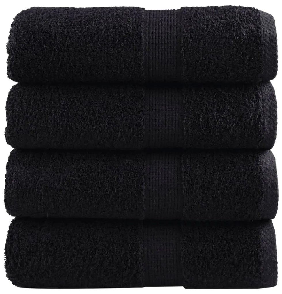 Premium ručníky SOLUND 4 ks černé 30 x 50 cm 600 g/m² 137423