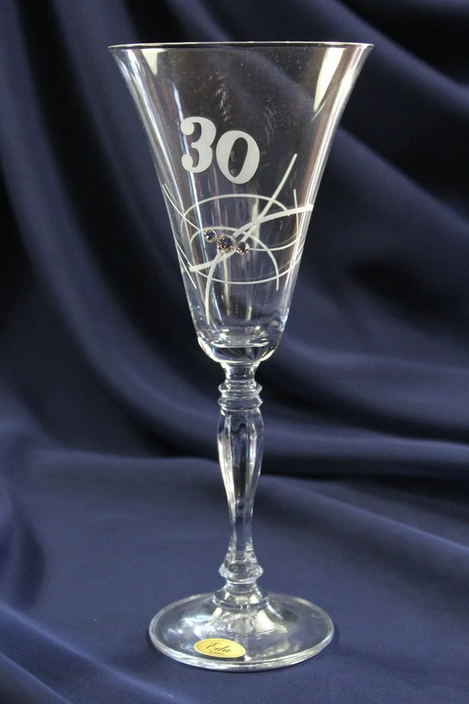 Výroční pohár na 30. narozeniny ŠAMPAŇSKÉ se swarovski krystaly 230 ml