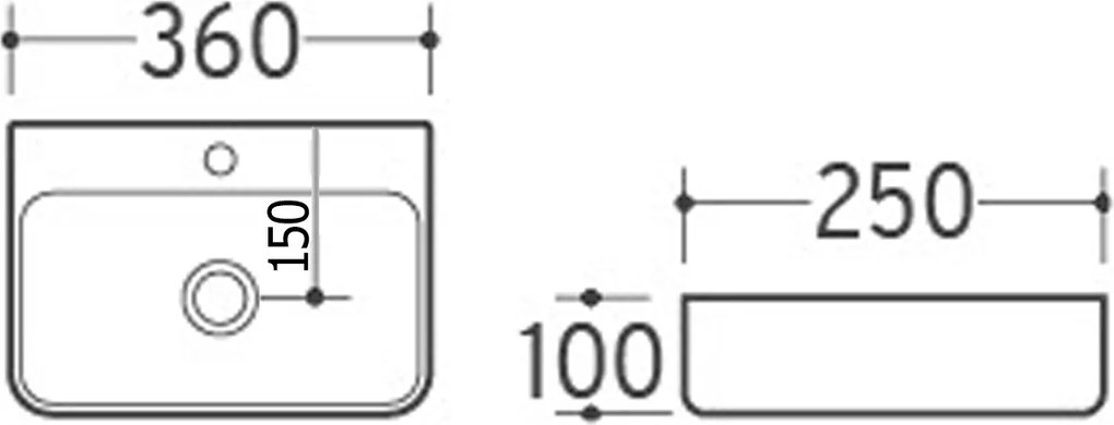 Sapho GERDA keramické umývátko 36 x 25 cm bílá AR362