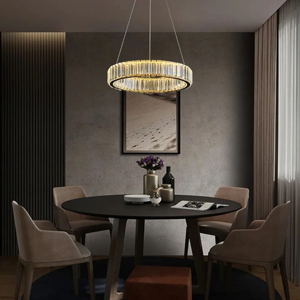 Toolight, LED křišťálová závěsná lampa APP982-CP, stříbrná, OSW-03641