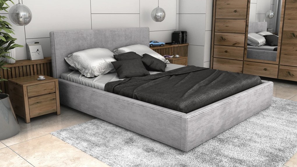 Postel LINCOLN 120x200 šedá s úložným prostorem