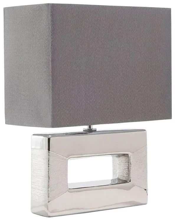 Stříbrná hedvábná noční stolní lampa ONYX Beliani