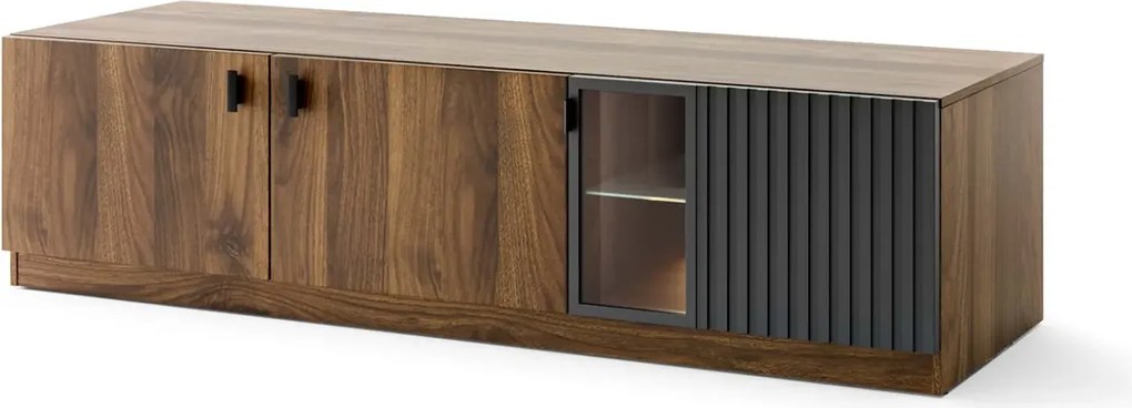 TV stolek s LED osvětlením Radium 25 180 cm ořech Columbia/černý