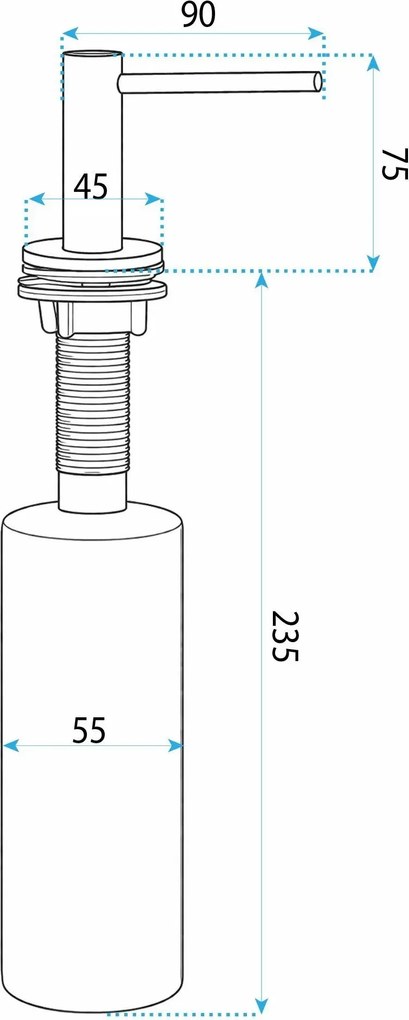 Vestavný dávkovač mýdla/saponátu REA DEX, 300 ml, nikl kartáčovaný