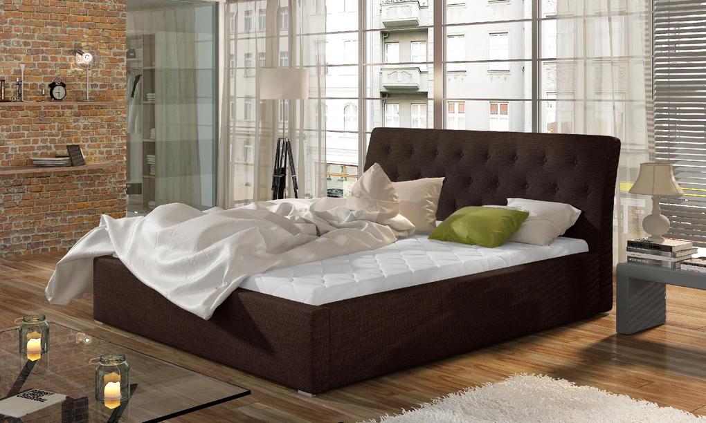Eltap Čalouněná postel Milano s úložným prostorem Materiál a barva potahu: Soft 66 - tmavě hnědá, Rozměry (cm): 200x200
