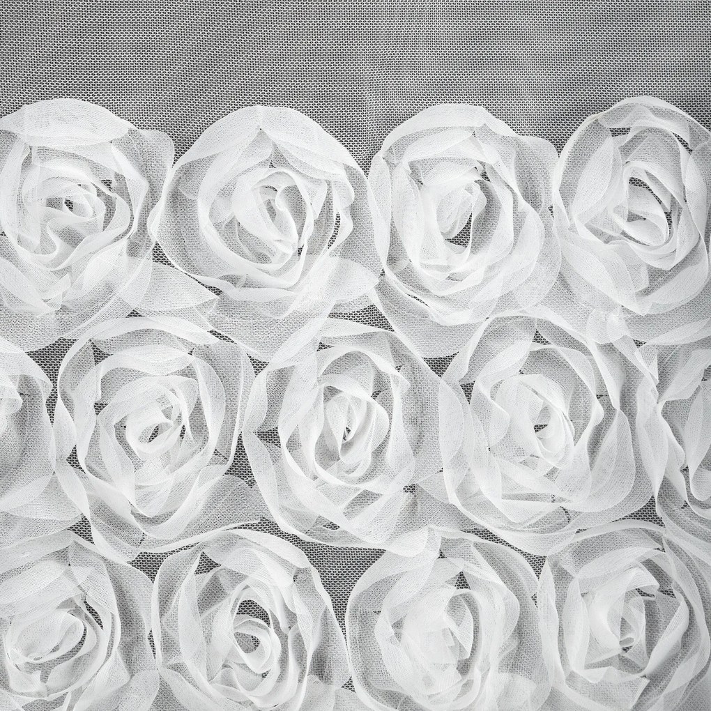 ZÁCLONA NA KROUŽCÍCH EVA MINGE ROSES4 350X160 CM BÍLÁ