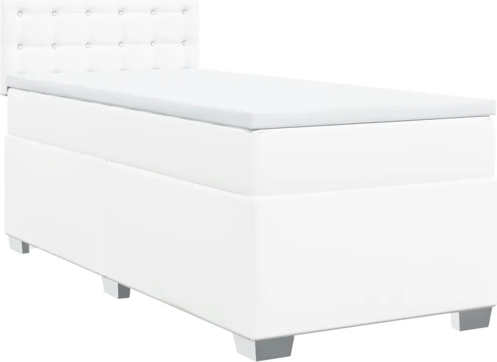 Box spring postel s matrací bílá 80 x 200 cm umělá kůže 3288397