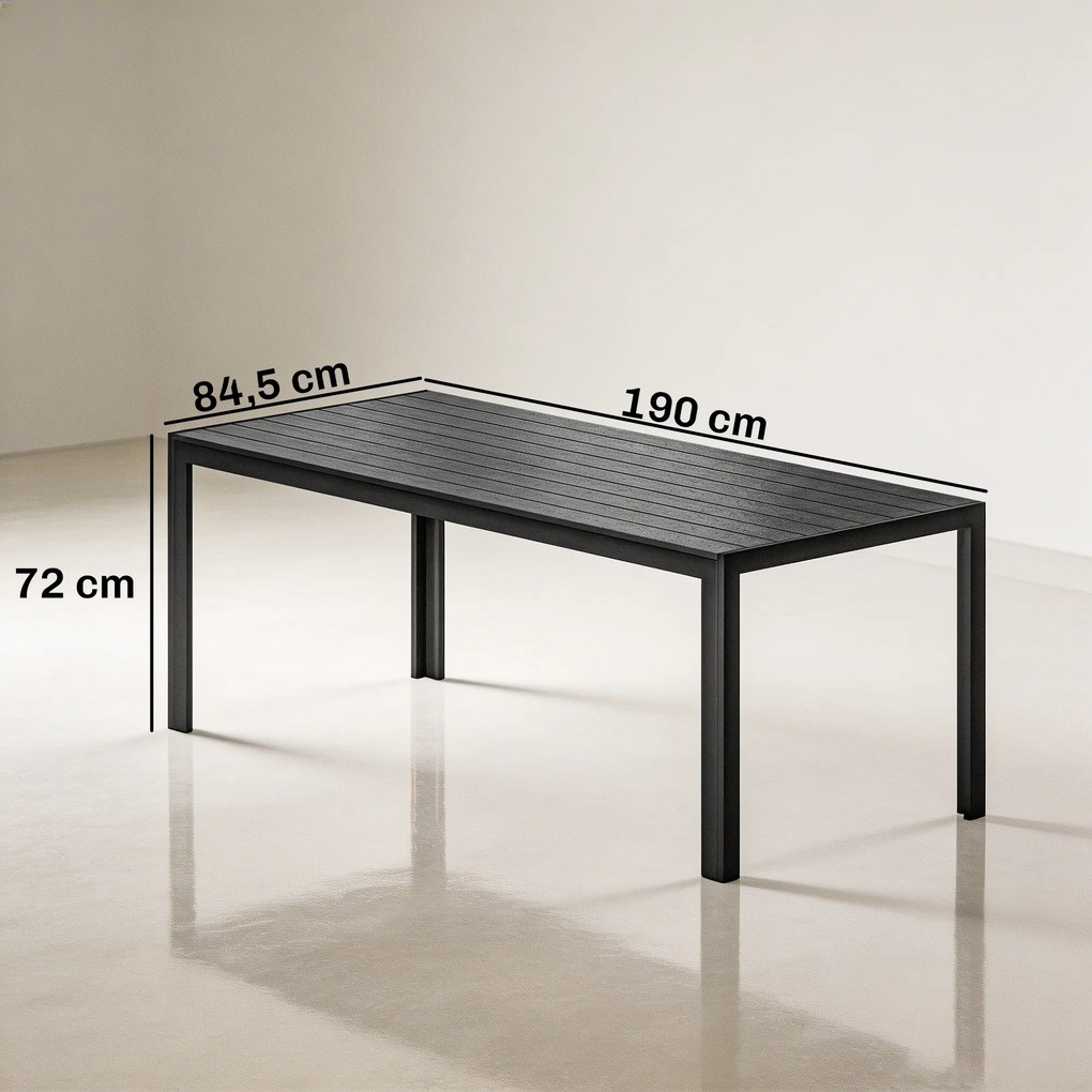 Outsunny zahradní stůl hliníkový stůl 120x70 cm pro zahradní terasu dřevo-plast polywood černý odolný proti povětrnostním vlivům a moderní | Aosom.de