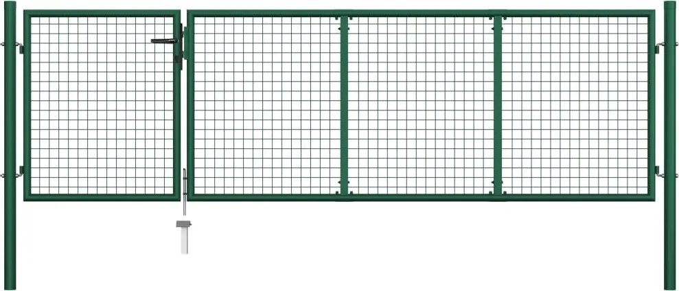 vidaXL Zahradní brána ocel 350 x 100 cm [144341] Barva: Zelená