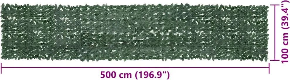 Balkónová zástěna s tmavě zelenými listy 500 x 100 cm 315489
