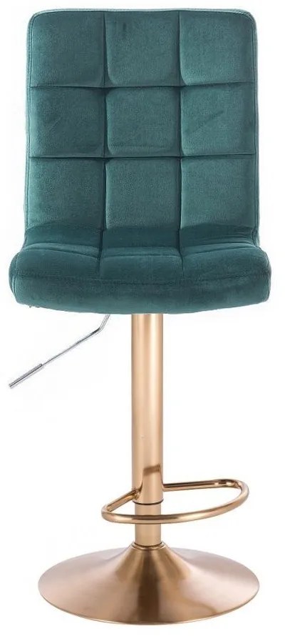 LuxuryForm DESIGN Barová židle TOLEDO VELUR na zlaté kulaté podstavě - zelená