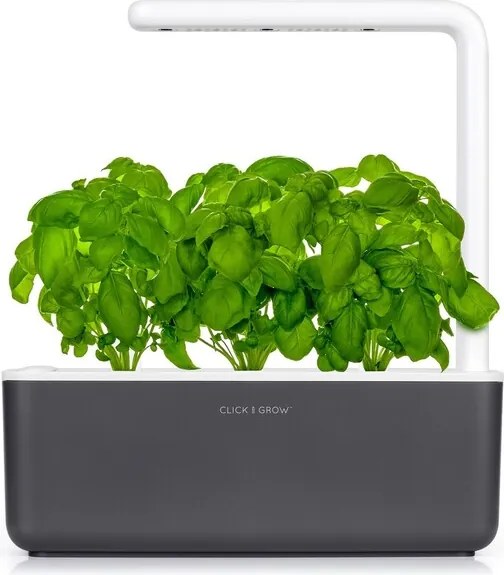 Click and Grow Smart Garden 3 chytrý květináč + 3ks kapslí se semínky bazalky šedý