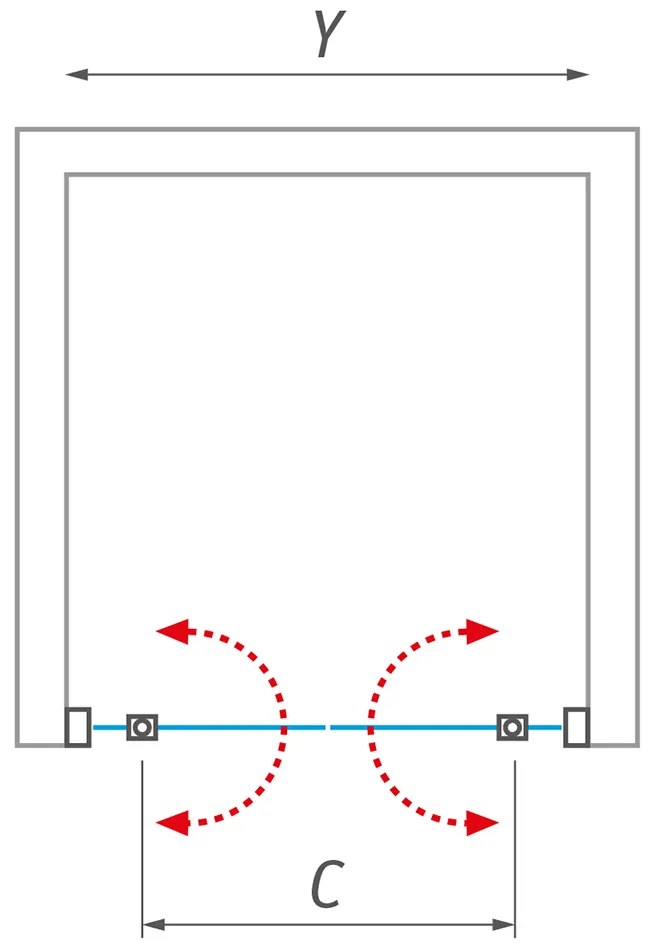 Roth Dvoukřídlé sprchové dveře LLDO2 pro instalaci do niky Varianta: šířka: 100 cm - (LLDO2 1000 - 552-1000000-00-02), Barva profilů a typ výplně: profily: brillant, výplň: transparent