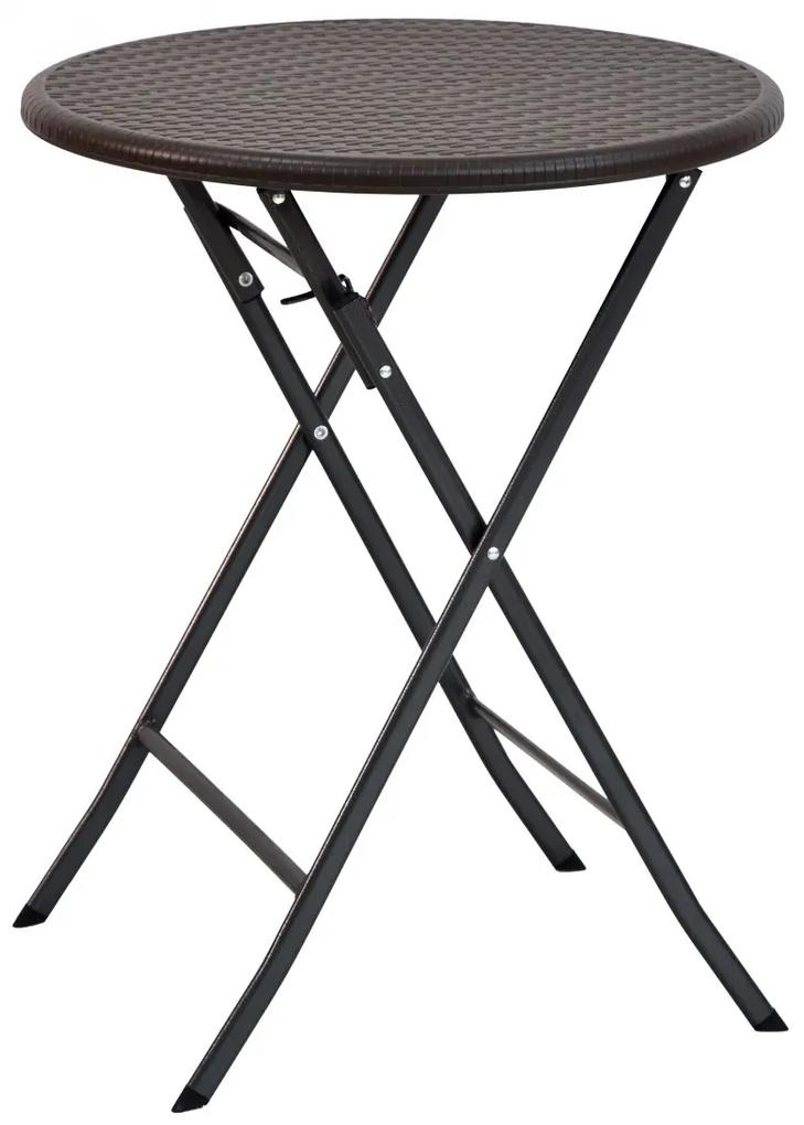 Skládací zahradní stolek rattan 60 cm hnědý