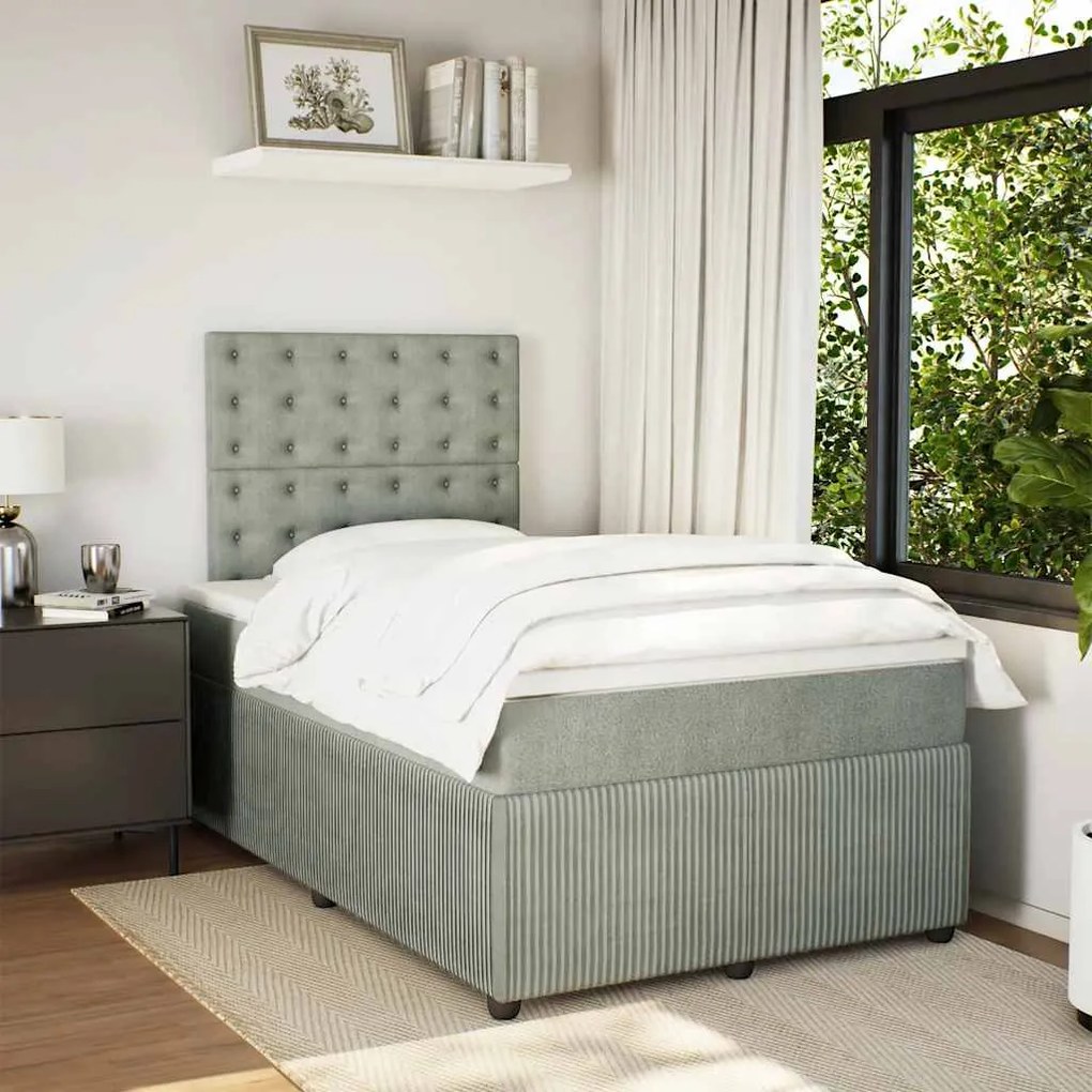 Box spring postel s matrací světle šedá 120 x 200 cm samet 3294622