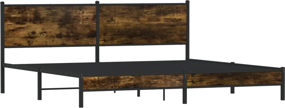 Kovový rám postele bez matrace kouřový dub 200 x 200 cm 3301380