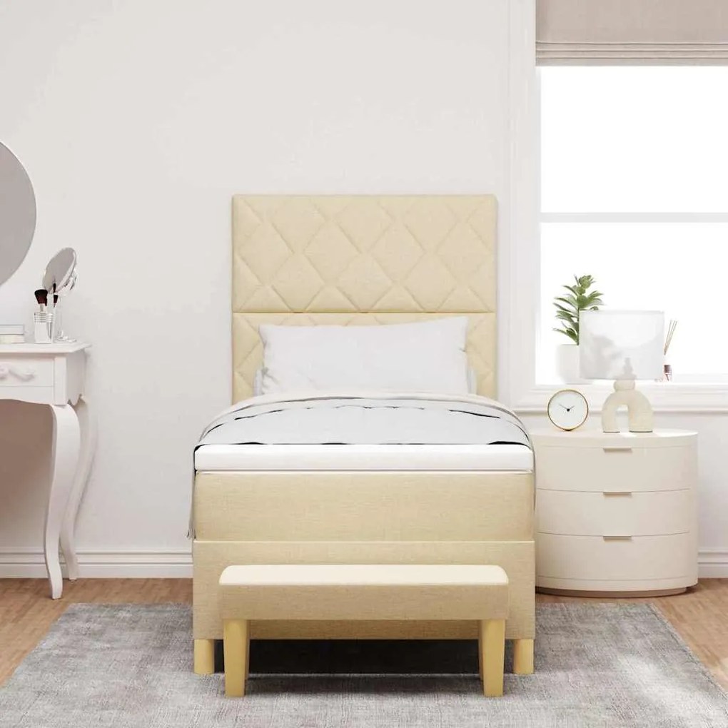 Postel s boxspringem s polštářem Krémová 200 x 100 cm textil 3344357